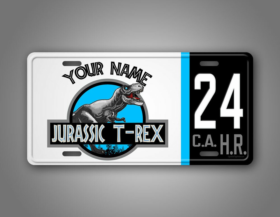 Custom Jurassic T-Rex License Plate Dinosaur Park Jeep Wrangler Sahara ...