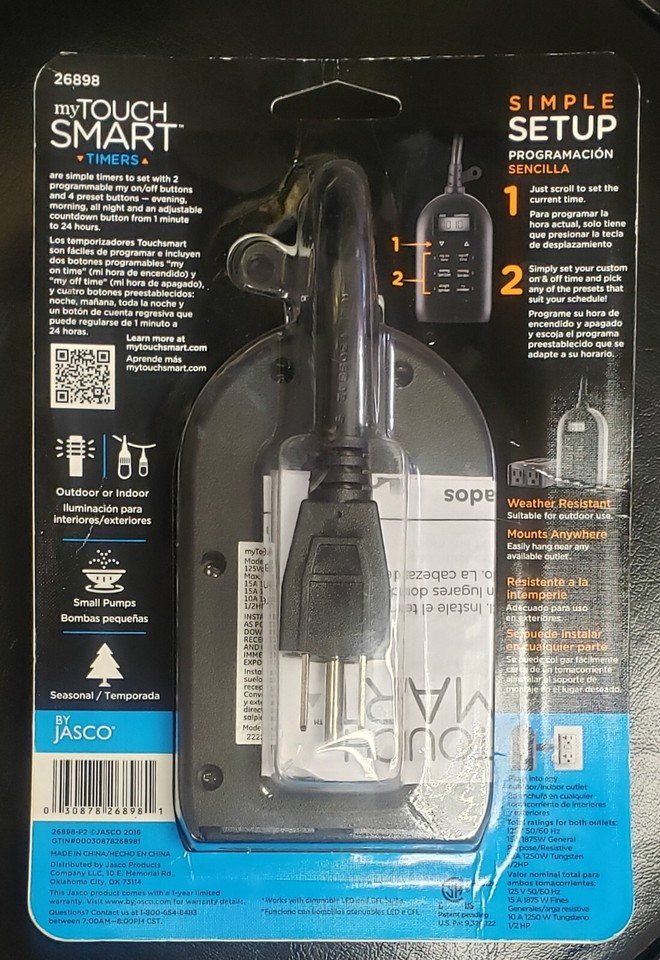 Digital My Touch Smart Simple Set Plug-In Timer Indoor Outdoor 26898 ...