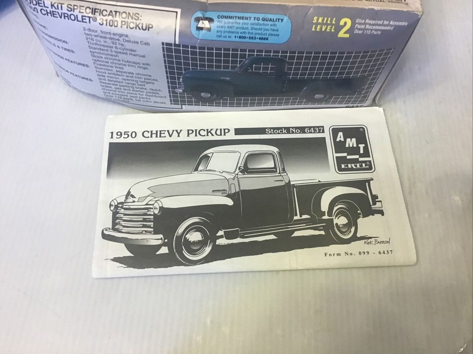 AMT Ertl 1/25 Scale 1950 Chevrolet 3100 Pickup Plastic Model Kit Sealed ...