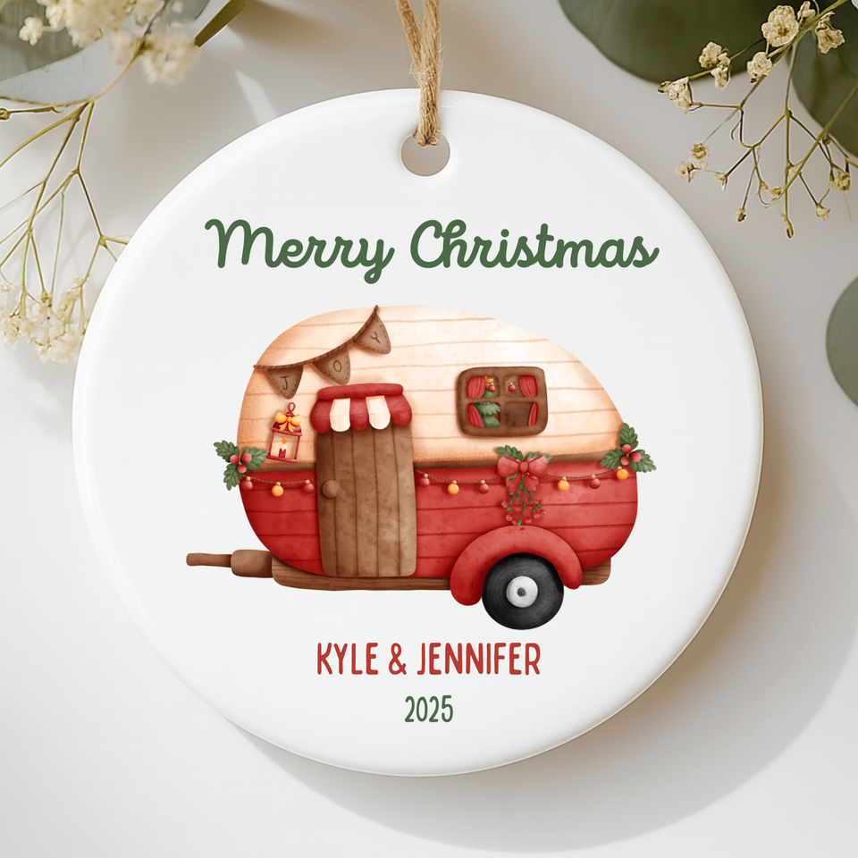 Personalized Camping Ceramic Christmas Ornament | Custom Gift for ...
