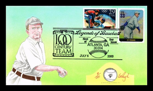 US COVER CY YOUNG LEGENDS OF BASEBALL FDC COMBO PUGH HAND PAINTED | eBay