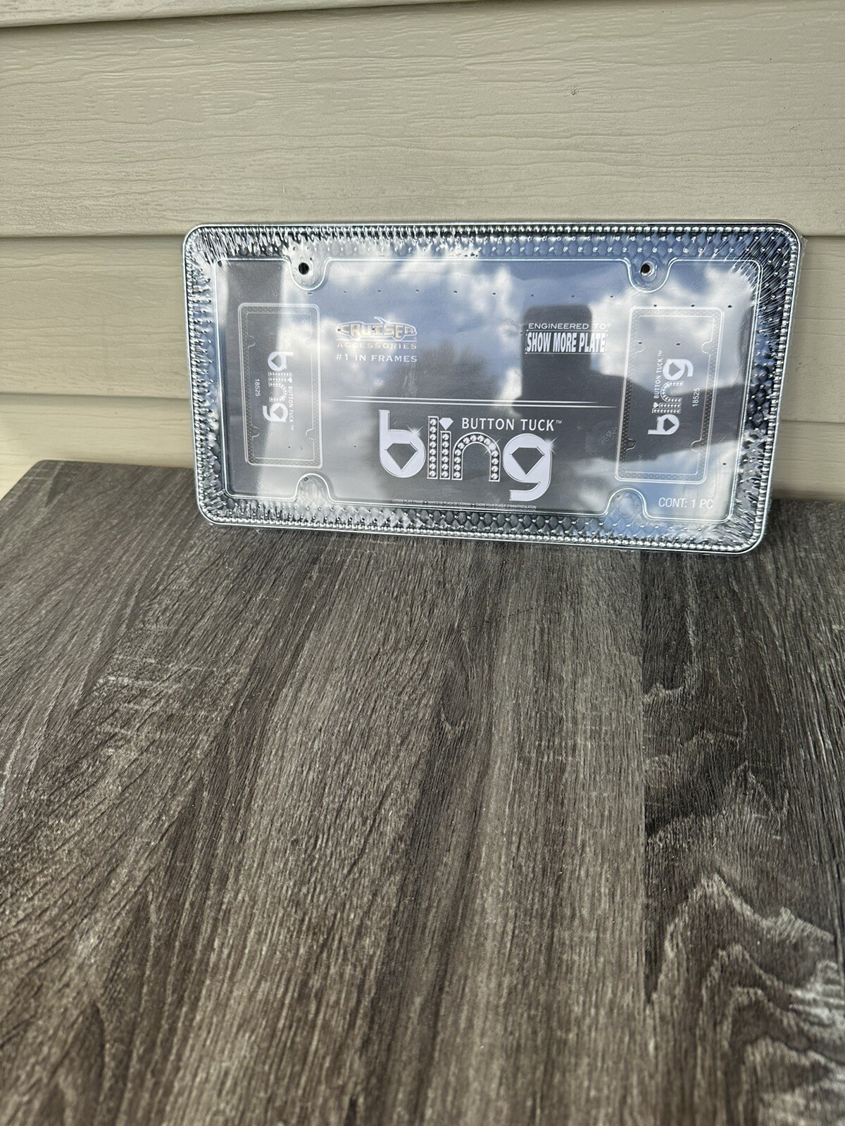 Button Tuck Bling Chrome/Black License Plate Frame for Car-Truck-SUV | eBay