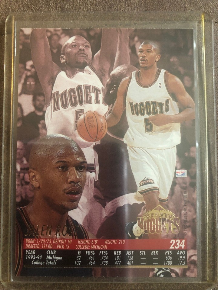 Jalen Rose Rookie Card 1994-95 Fleer Ultra 234 | eBay