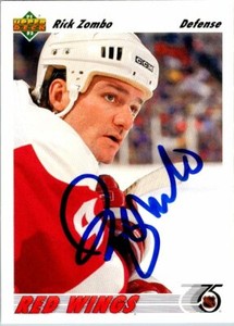 Rick Zombo Detroit Red Wings Hand Signed 1991-92 Upper Deck Hockey Card ...