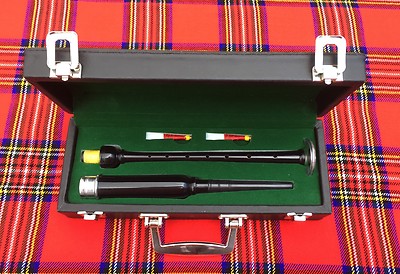 Scottish Highland Rosewood Silver Mounts Practice chanter+ carrying box ...