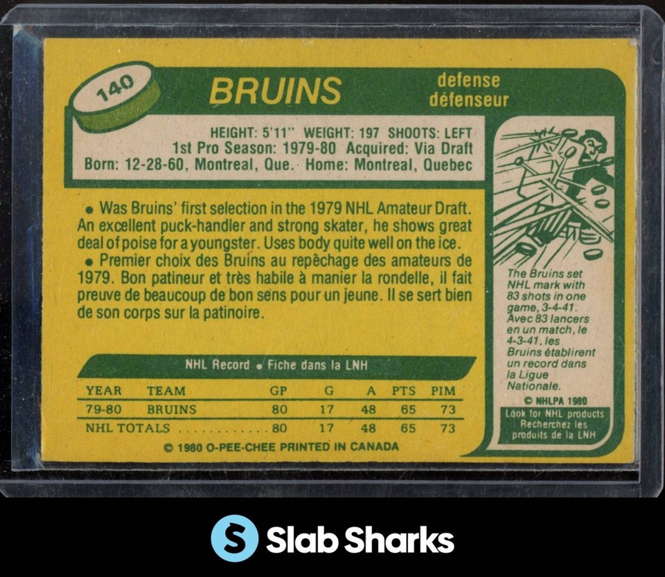 1980 O-PEE-CHEE #139 RAY BOURQUE RC ROOKIE | eBay