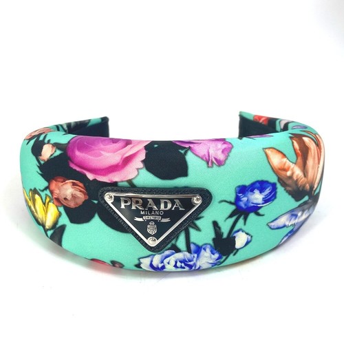 PRADA Flower pattern triangle logo plate hair accessories hair band ...