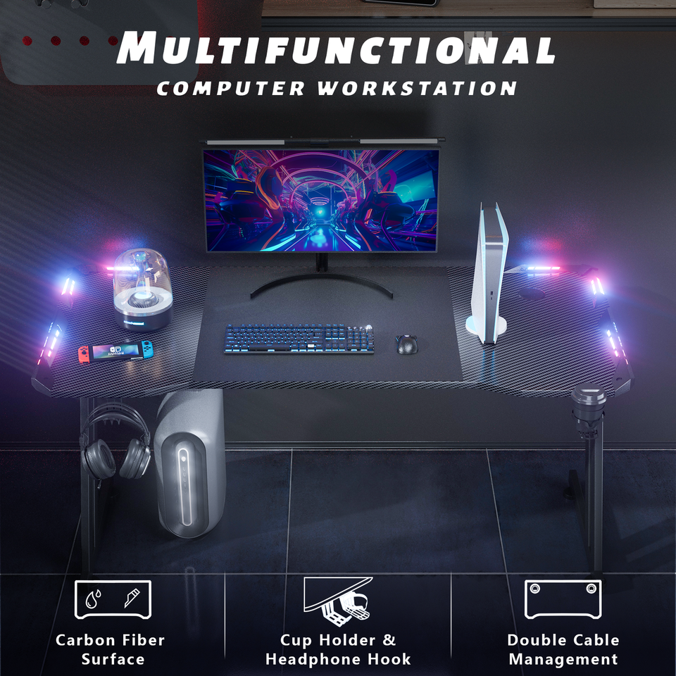 47/55/63 Inch LED Gaming Desk Gaming Table RGB Computer Desk Gamer ...