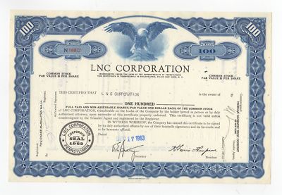 LNC Corp. Stock Certificate | eBay