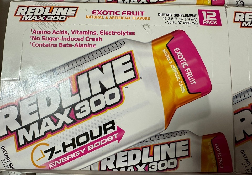 72 Redline Max 300 7hr Energy Boost 6 12pk 2.5 Oz Shots- Exotic Fruit-Exp 4/25 | eBay