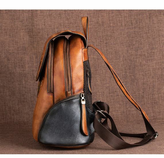 New Women Genuine Real Cow Leather Backpack Book Bag Embossed Handbag ...