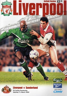 LIVERPOOL v SUNDERLAND, PREMIER LEAGUE, 11th MARCH 2000. | eBay UK