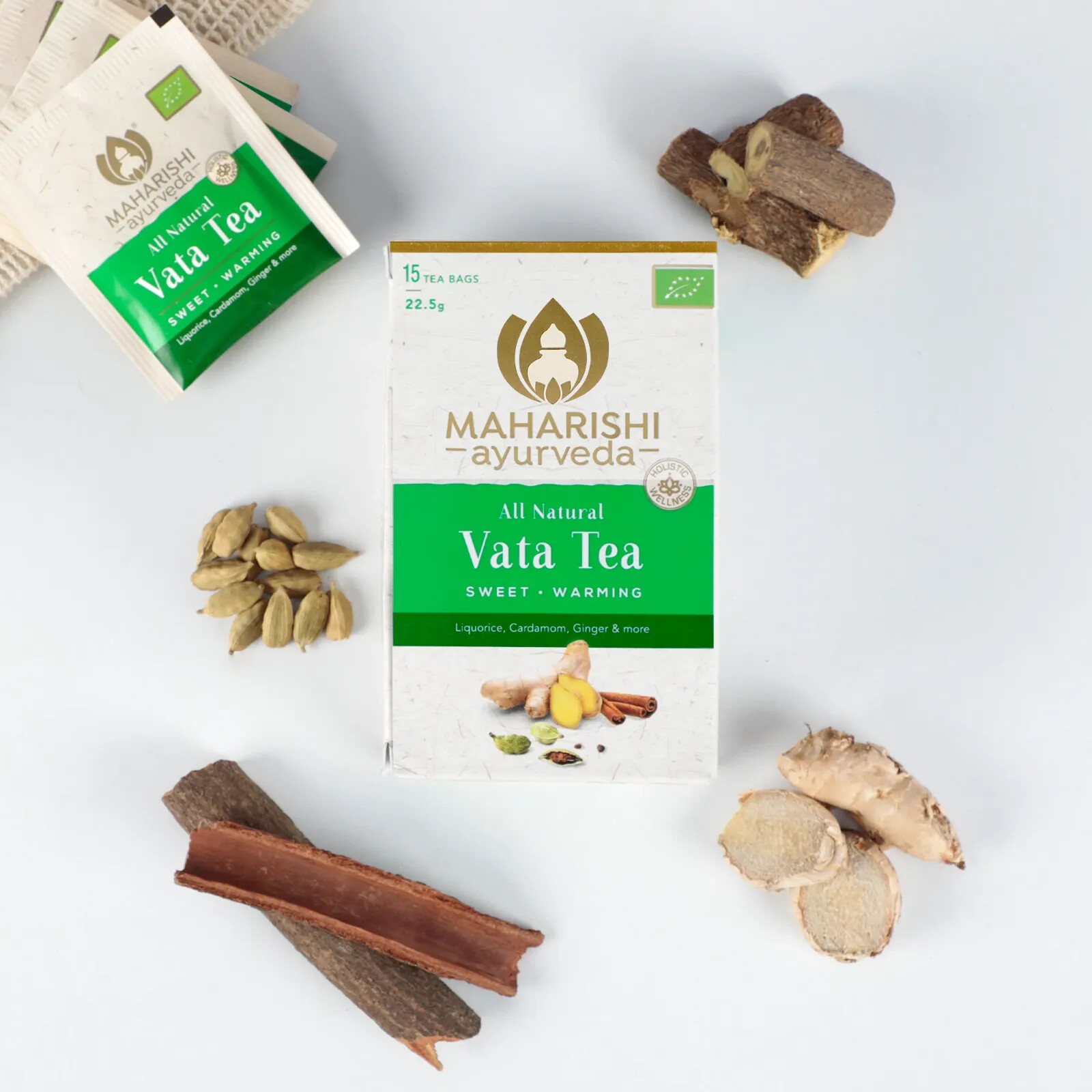 Maharishi Ayurveda Organic Vata Tea - 15 tea bags. Pack of 2 - FREE ...