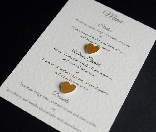 10 Handmade Personalised Wedding Menu Cards - Many Colours - Free P&P ...