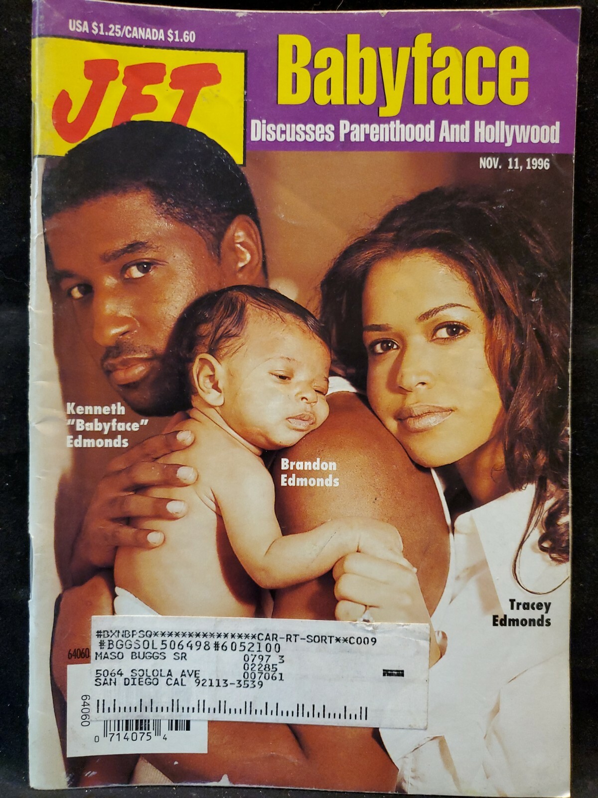 Jet Magazine Issue November 11 1996 Babyface Kenneth Brandon Tracey ...