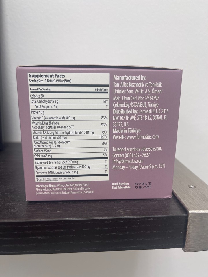 Farmasi Nutri Shot Collagen Cranberry Flavored Dietary Supplement 15 ...