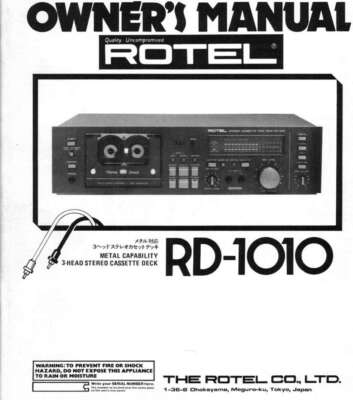 Rotel RD-1010 Cassette Deck Owners Manual | eBay