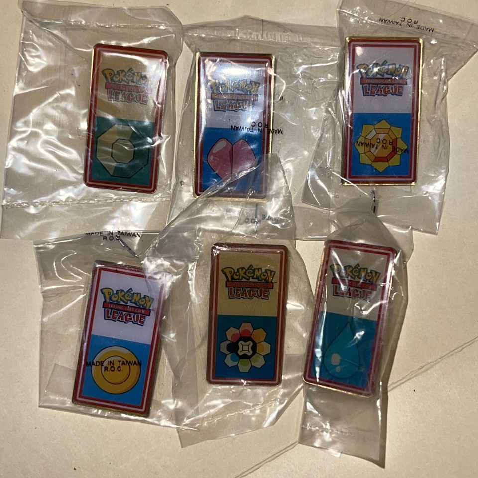 Pokemon SET OF 6 BADGES 2000 League Still Sealed Vintage Rare Wizards ...