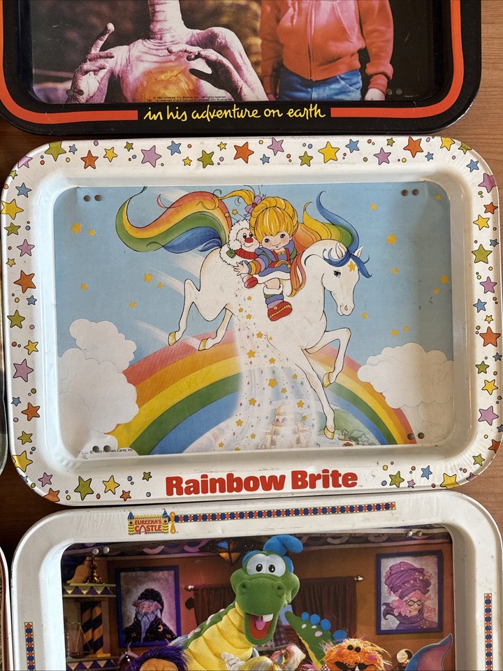 Vintage Metal Folding TV Tray Lot Of 6 80s 90s E.T , PAC MAN ...