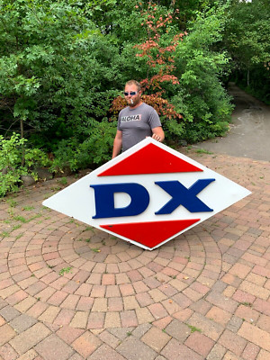 Vintage Lg Porcelain DX Diamond Motor Oil Gas Gasoline Sign 3D 84 by 48 ...