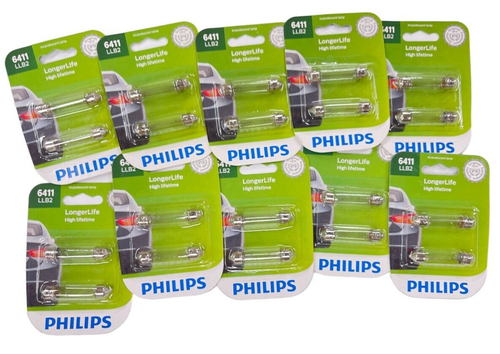 10 Packs (2 in each) Philips 6411LLB2 Longer Life Dome Lamp Light Bulbs ...
