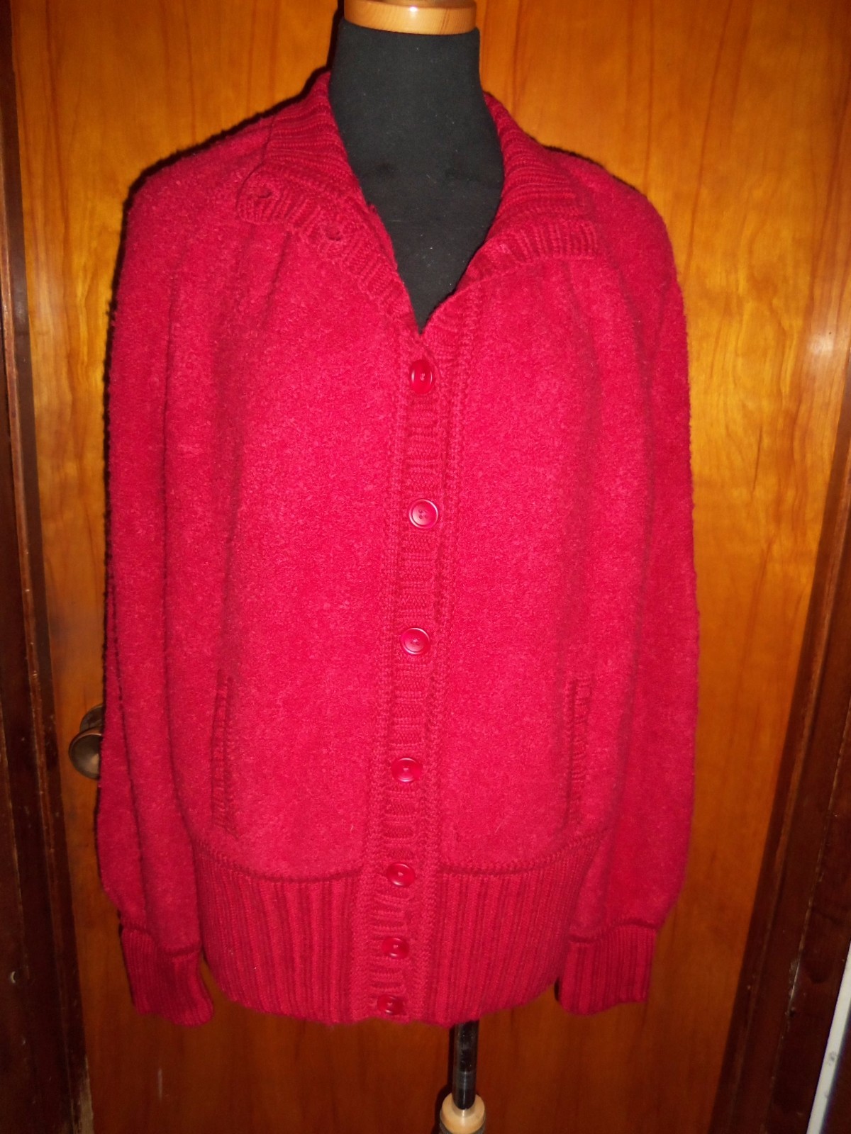 Victoria's Secret Moda International Red Boucle Cardigan Pockets ...
