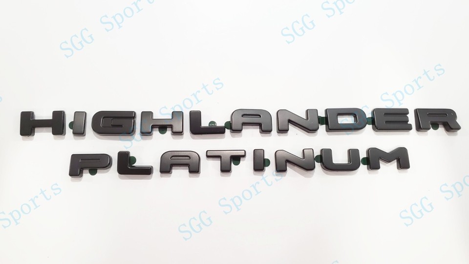 2pc Matte Black HIGHLANDER Platinum OVERLAY Letter Emblem 2020+Toyota ...