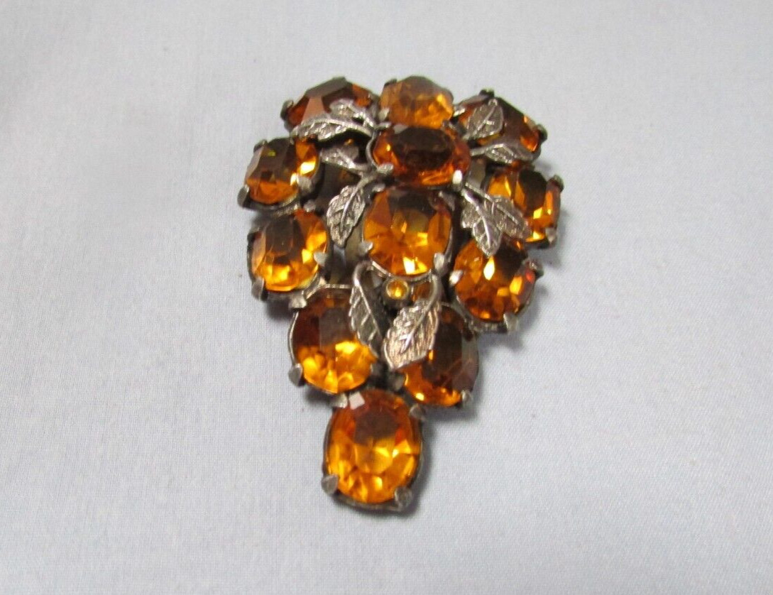 Amber Fur Clip with sterling - Not Marked - Gem