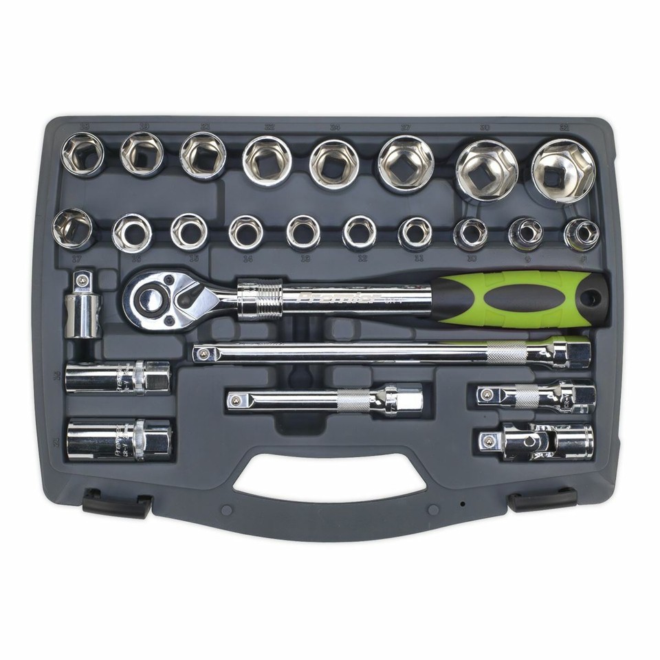 Sealey Socket Set Premier 26pc 1/2"Sq Drive 6pt WallDrive® Metric ...