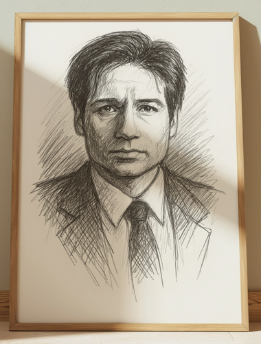 FOX MULDER X-FILES DRAWING PRINT PORTRAIT SKETCH 8" x 10" WALL ART HOME ...