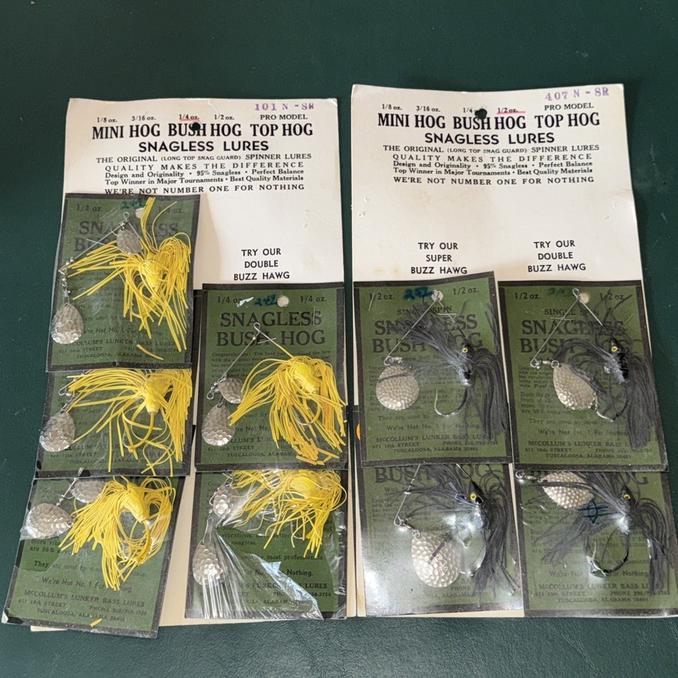 Vintage McCollums Snagless Bush Hog 9 Spinner Lures 1/4 oz. Black ...