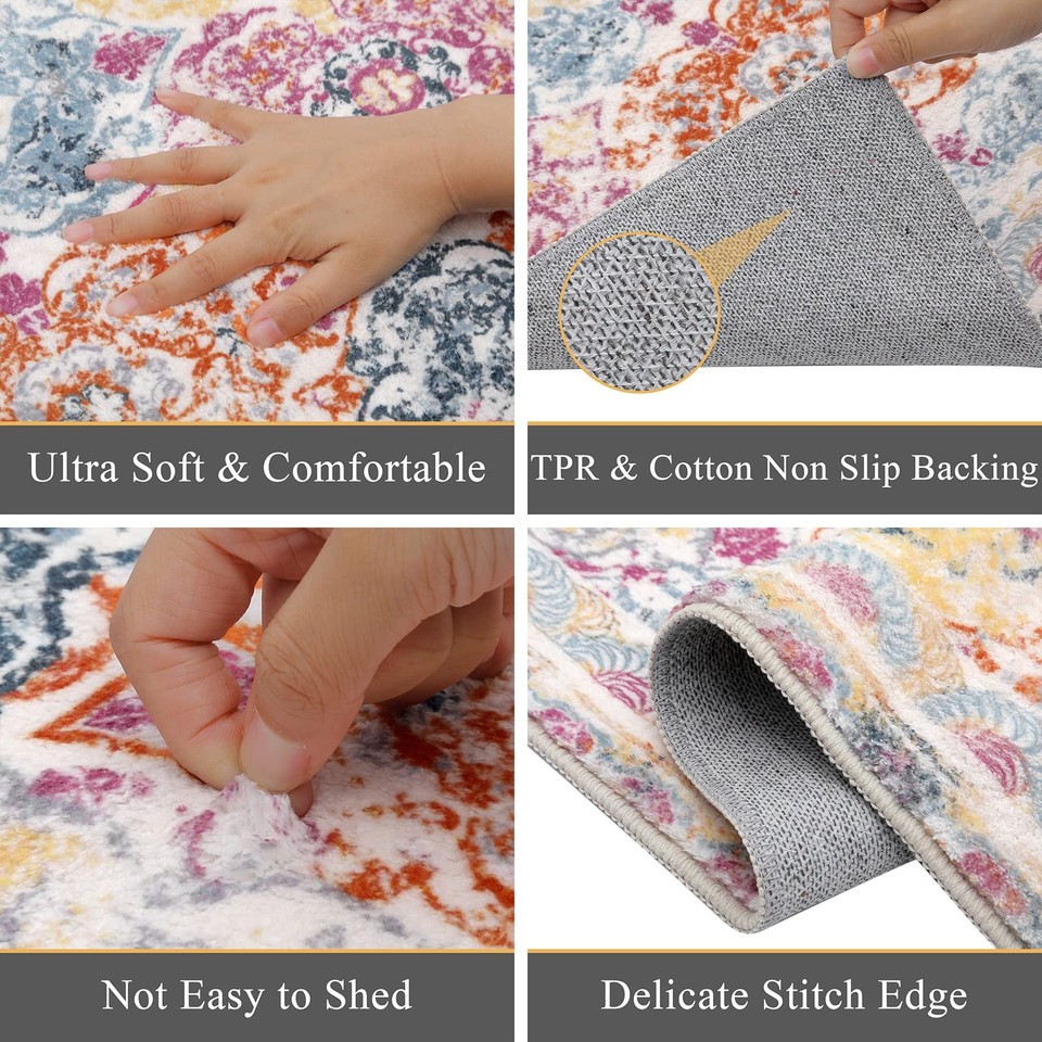 Vaukki Hallway Runner Rug, Vintage Shaggy Soft Laundry Rug Runner, Non ...