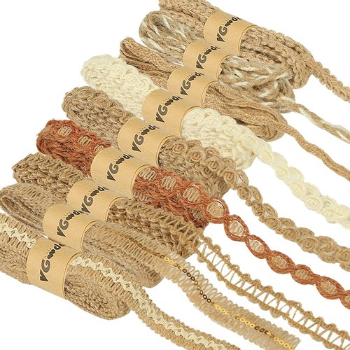 9 Rolls Jute Ribbons Lace Craft Ribbon 18 Meters for Crafts Wraping ...