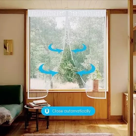Magnetic Window Screen Net Mesh Fly Insect White Bug Moth Door Netting ...