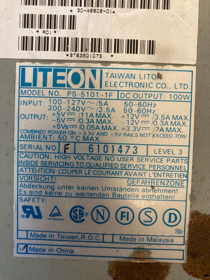 LiteOn PS-5101-1F 100W Power Supply Unit 100-127V/200-240V - Used Condition | eBay
