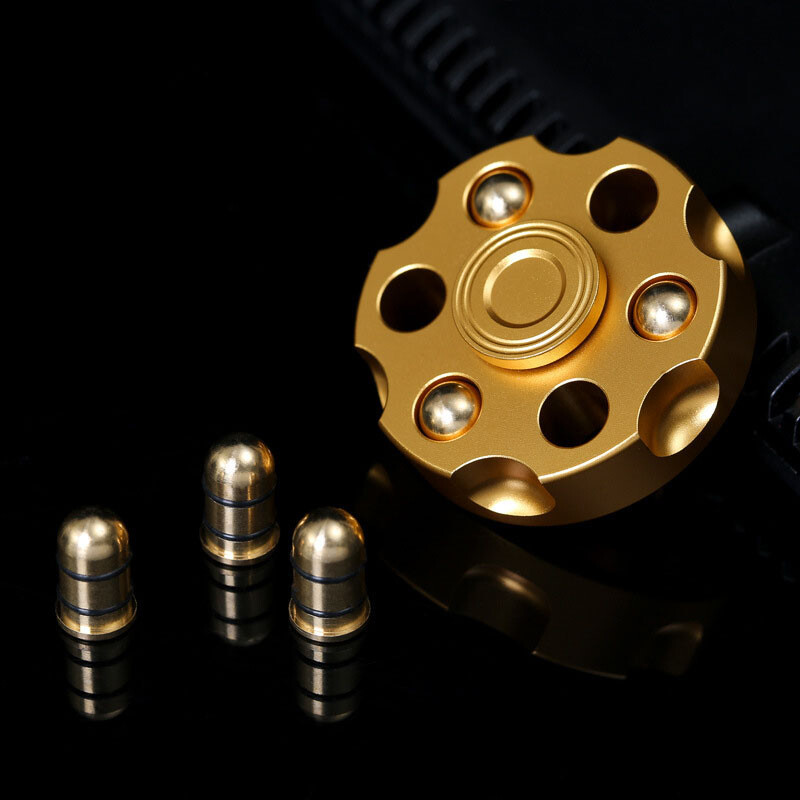 Revolver Cylinder Fidget Spinner Removable Bullets Metal Gyro EDC ...
