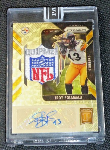 2021 Panini Prizm Troy Polamalu NFL Shield Logo Patch Auto 1/1 Signed ...