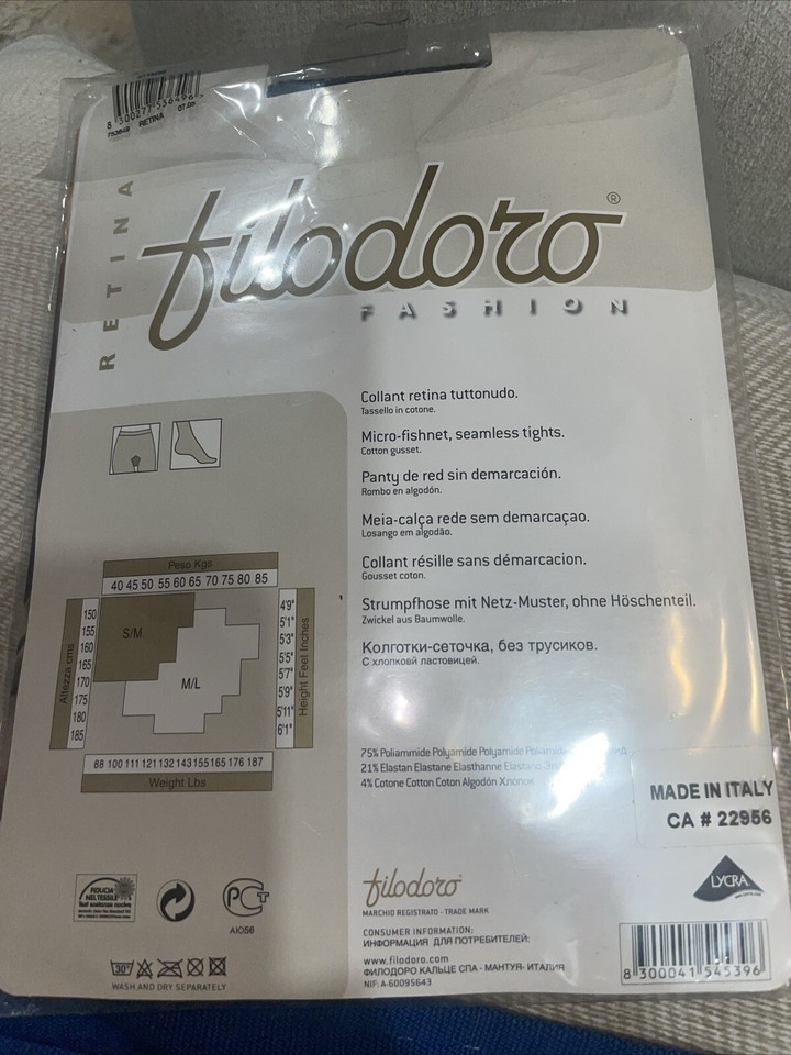 FILODORO ITALY FASHION RETINA MICRO-FISHNET TIGHTS PANTYHOSE BLACK SIZE ...