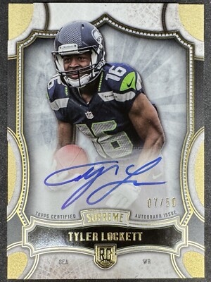 2015 TYLER LOCKETT TOPPS SUPREME ON CARD AUTO GOLD #7/50 ROOKIE ...