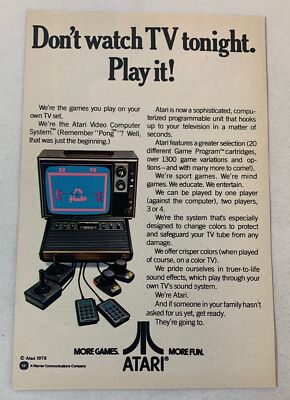 1978 ATARI Video Computer System ~ DON'T WATCH TV TONIGHT , PLAY IT | eBay