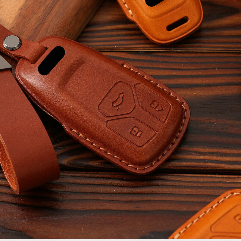 Genuine Leather Car Key Case Cover For Audi A3 A4 A6 A7 A8 A4L Q3 Q5 Q7 ...