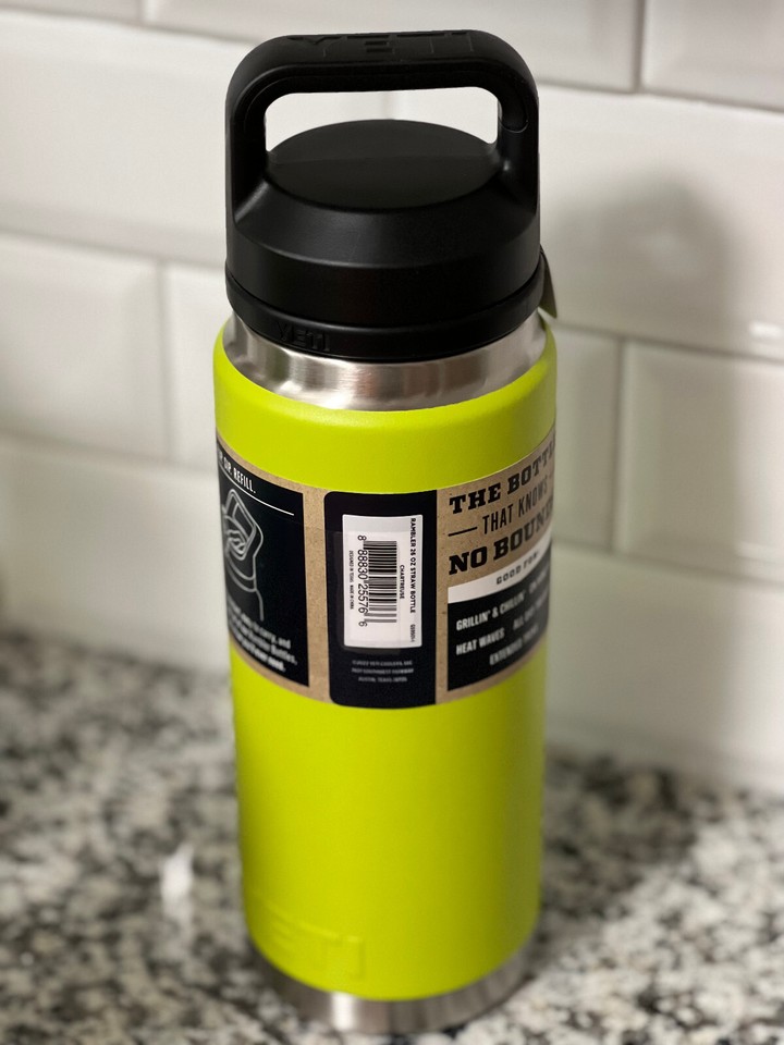 YETI CHARTREUSE🥎 26 oz Rambler Bottle w/ Chug Cap NWT LIMITED EDITION🥎 ...