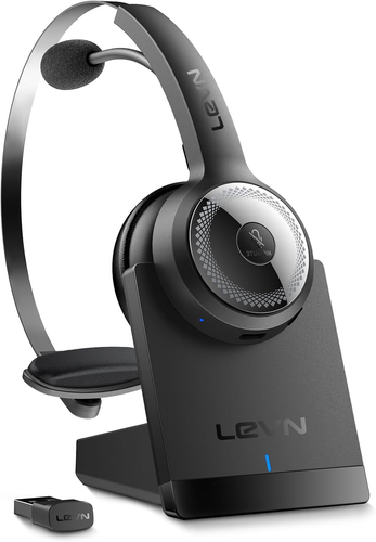 LEVN Wireless Headset with Mic for Work, Wireless Headphones with Mic ...