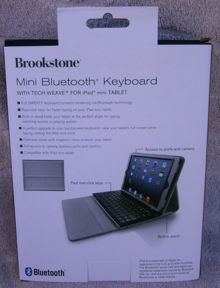 Brookstone Mini Bluetooth Keyboard With Tech-Weave For iPad Mini Tablet ...