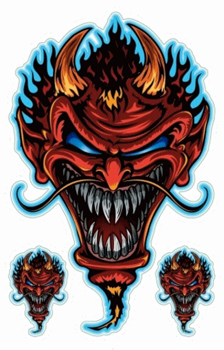Aufkleber Set Teufel 10 x 6 cm + 2,7 x 2 cm Sticker Demon Decal | eBay.de