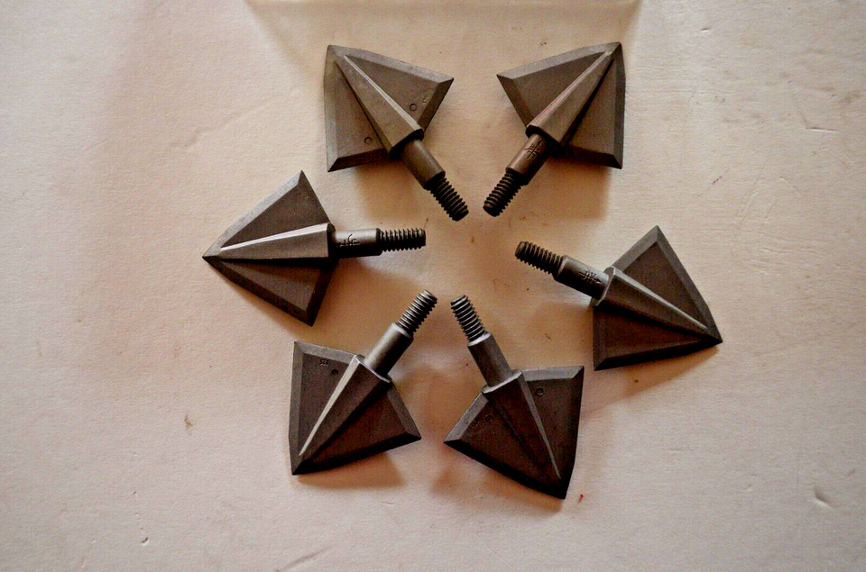 NEW 6pcs PX-125GR SILVER Broadhead 125 Grain Screw Solid Blade Hunting ...