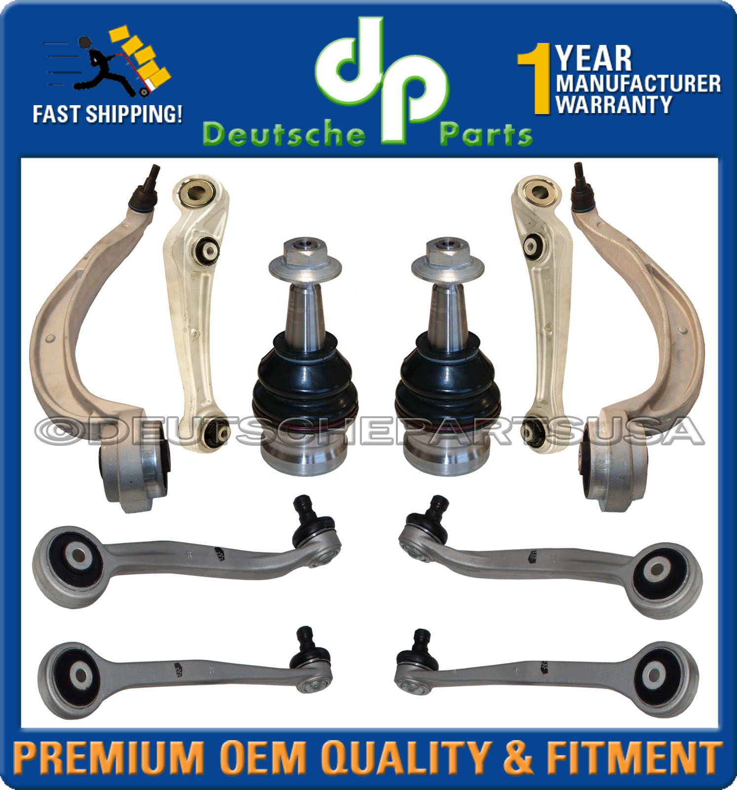 Front UPPER + LOWER Control Arms Ball Joints Audi A4 A5 Q5 S4 ...