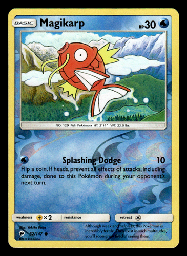 Pokemon TCG Card 2017 Burning Shadows - Magikarp 32/147 Reverse Holo | eBay