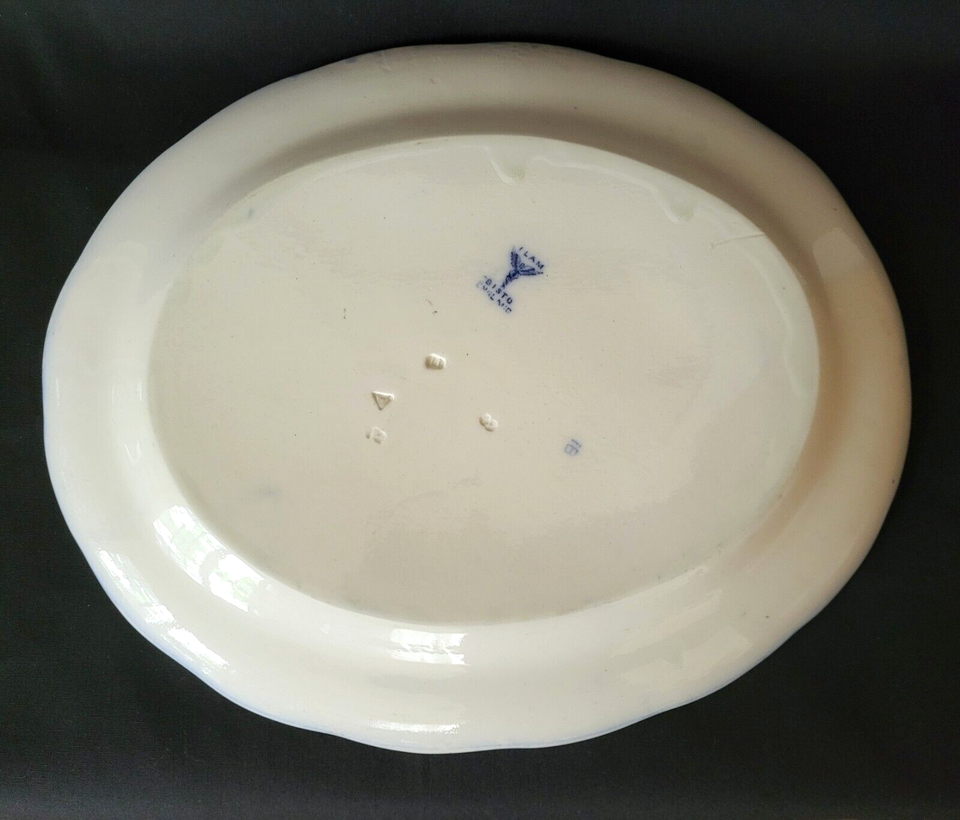 Antique Bishop & Stonier Flow Blue Floral Oval Platter Ilam Bisto ...