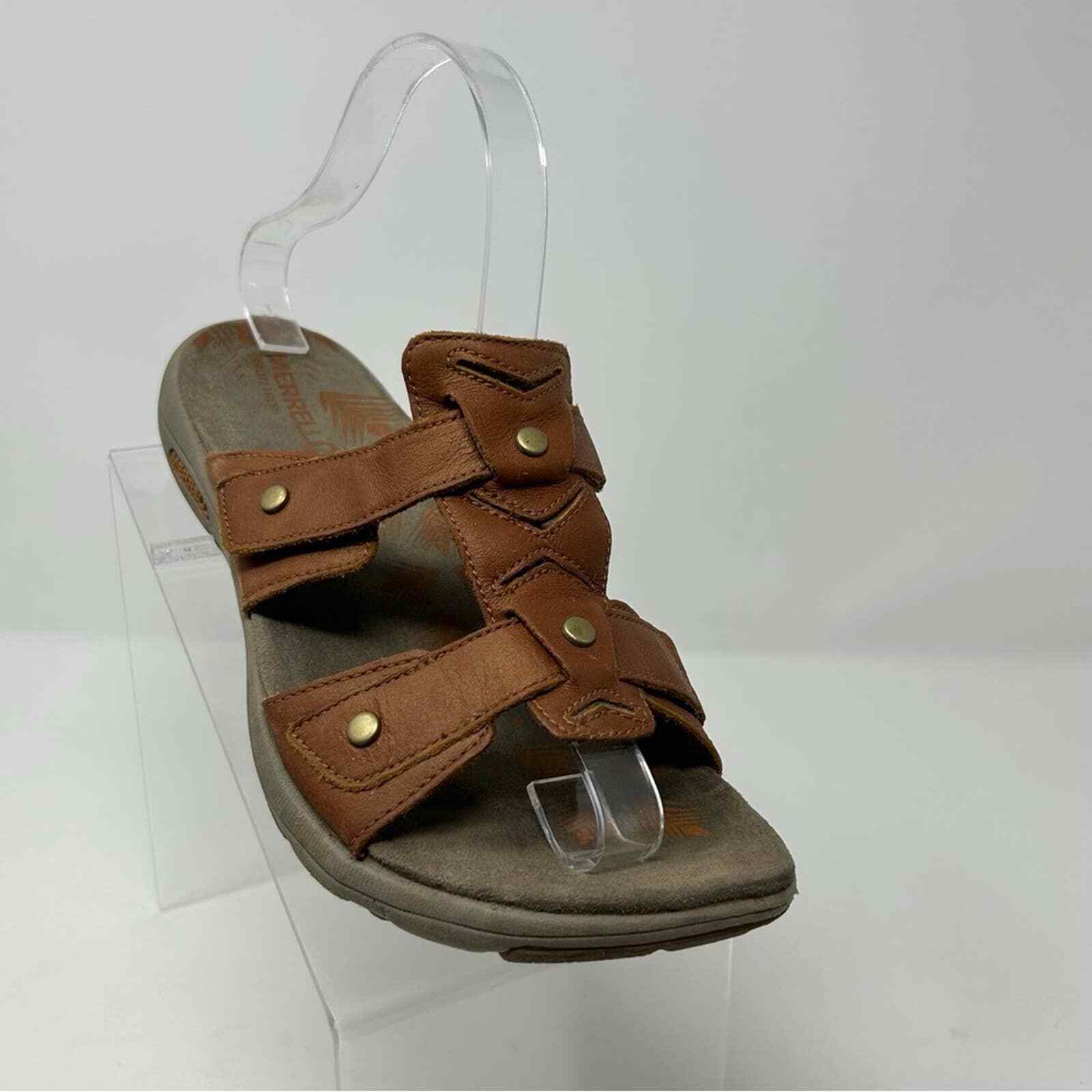 Merrell Adhera Tan Light Brown Leather Slide Sandals … - Gem